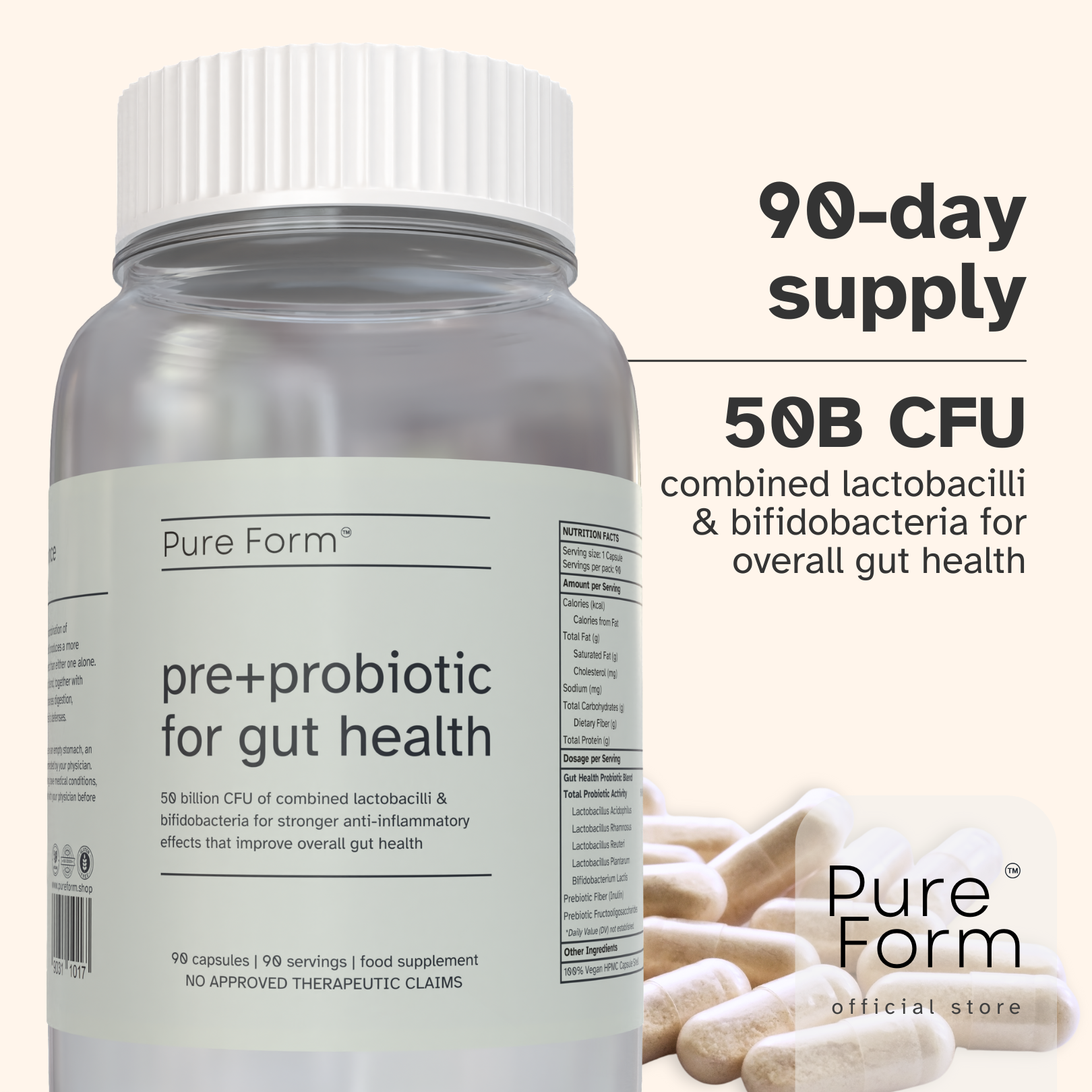 Pure Form Pre+Probiotic for Gut Health