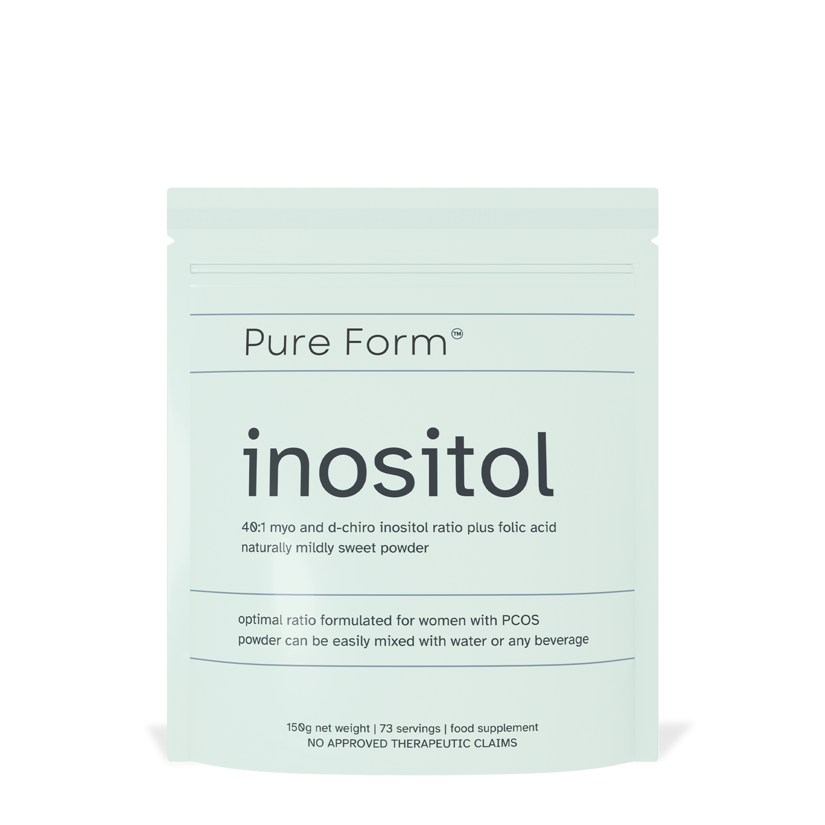 Pure Form Inositol | 40:1 Myo and D-Chiro-Inositol w/ Folic Acid
