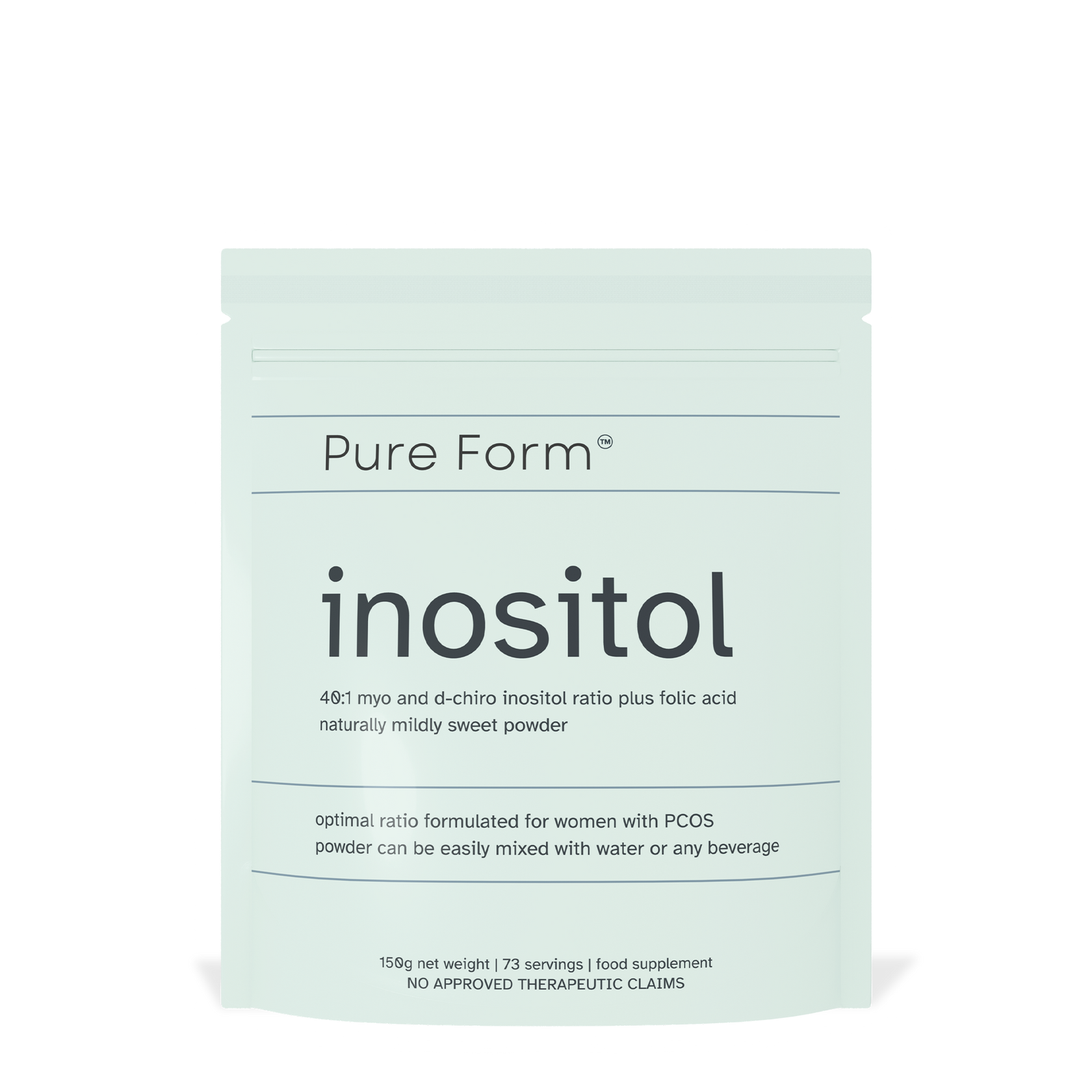 Pure Form Inositol | 40:1 Myo and D-Chiro-Inositol w/ Folic Acid